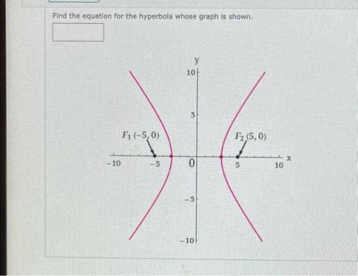 Solved Find the equation for the hyperbola whose graph is | Chegg.com