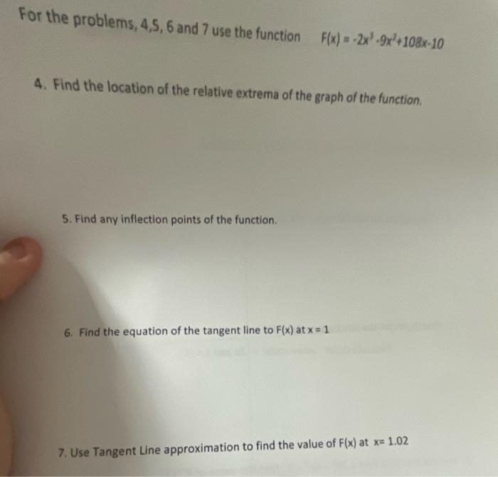 Solved For the problems, 4,5,6 and 7 use the function | Chegg.com