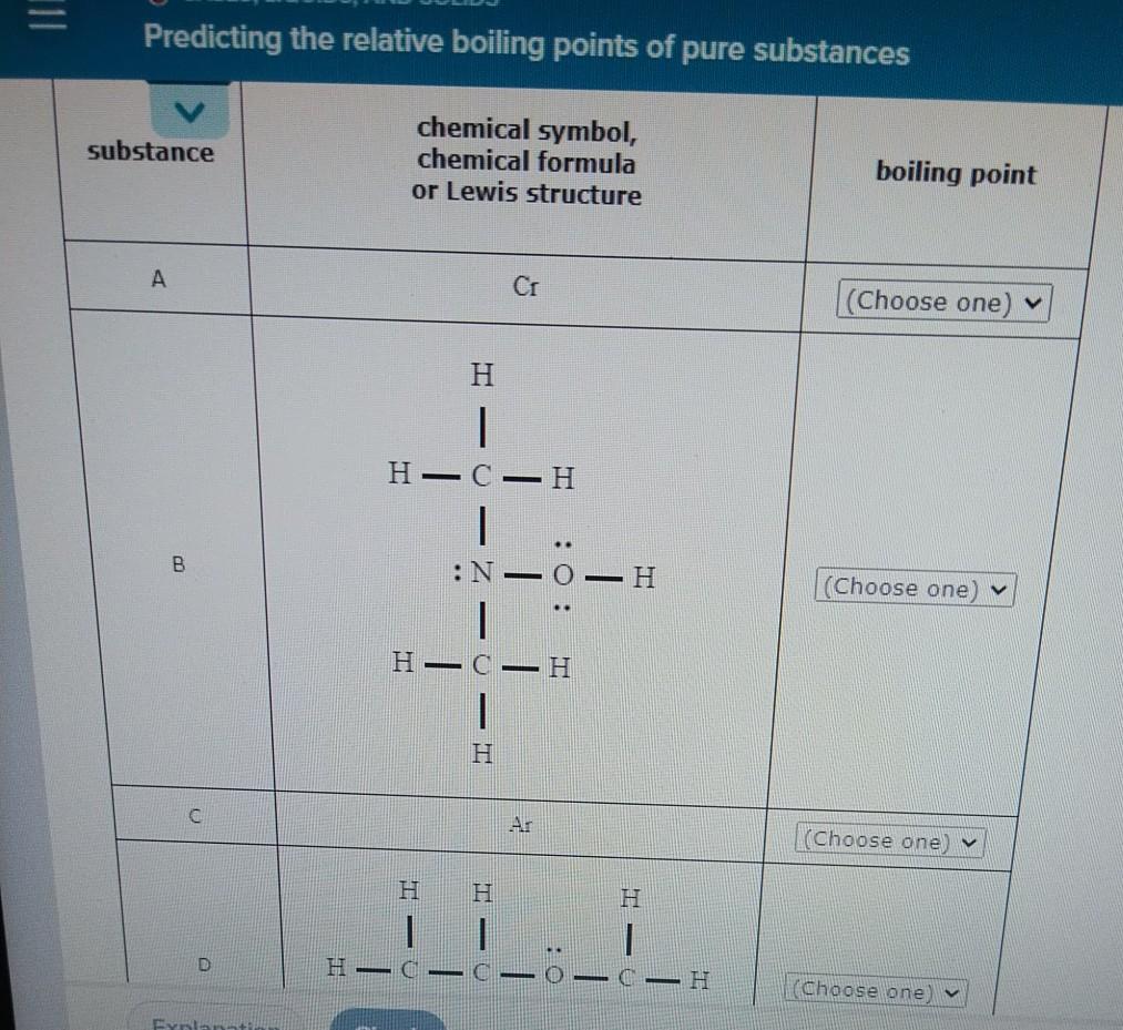 Solved = Predicting the relative boiling points of pure | Chegg.com