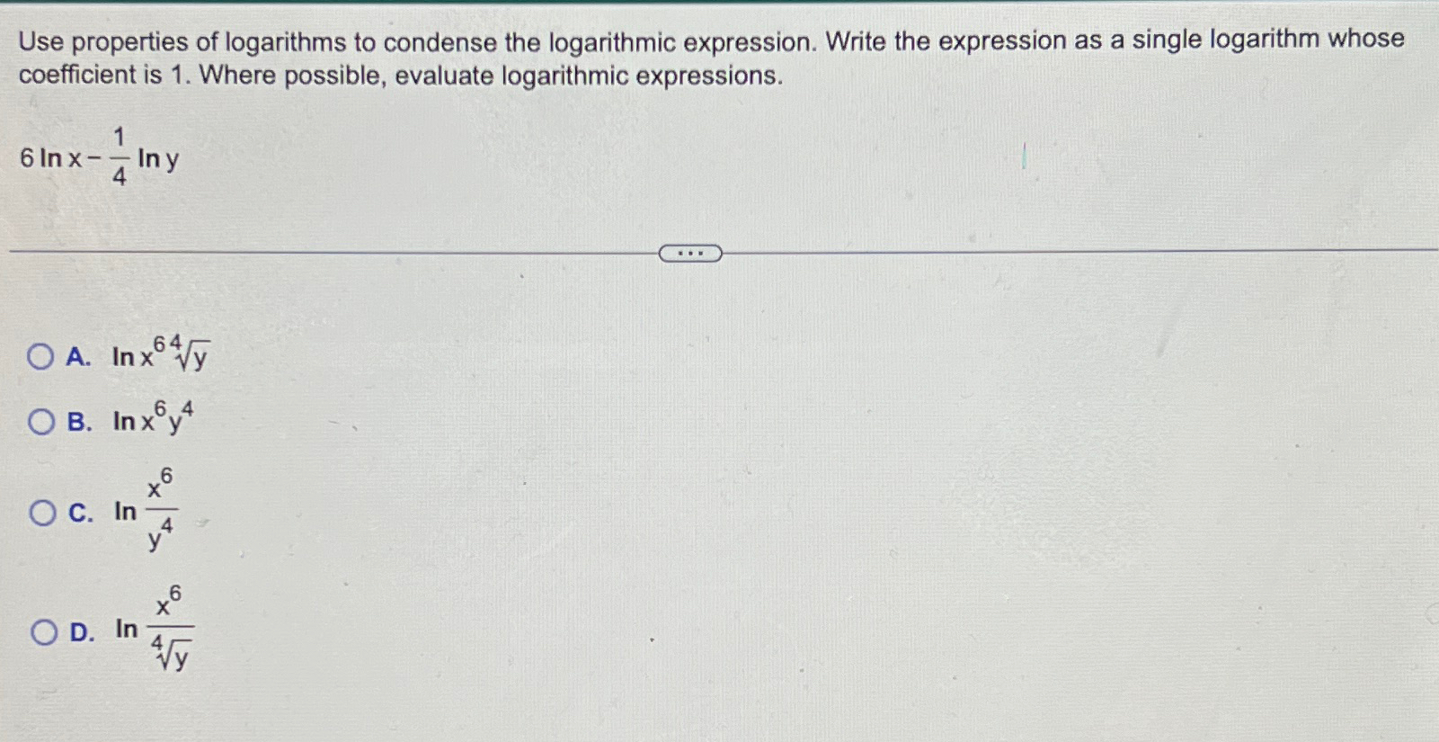 Solved Use properties of logarithms to condense the | Chegg.com