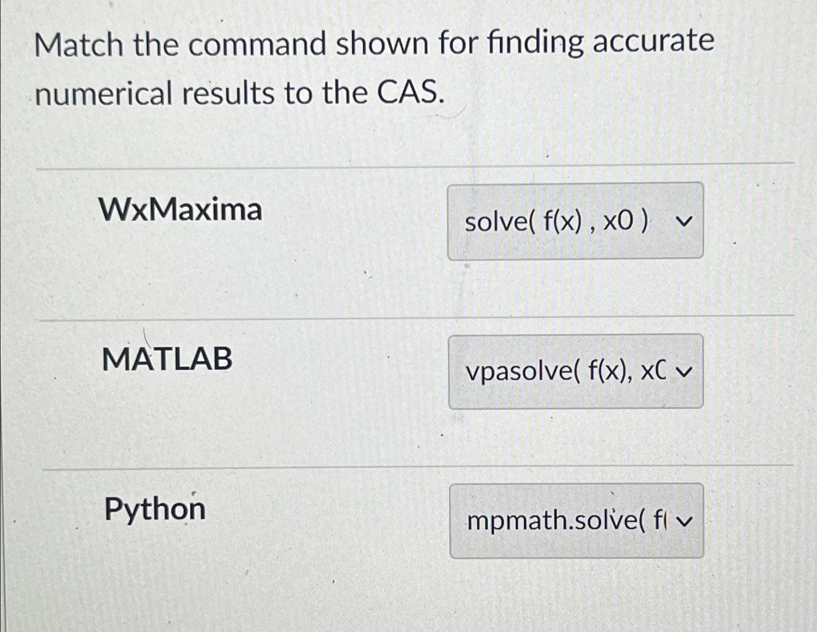 Solved Match the command shown for finding accurate | Chegg.com