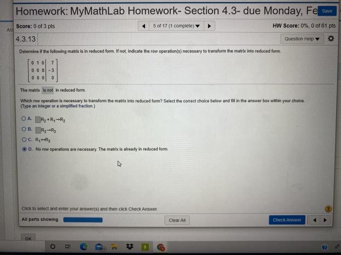 Solved ASE Homework: MyMathLab Homework- Section 4.3- due | Chegg.com