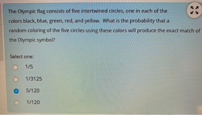 Solved The Olympic flag consists of five intertwined | Chegg.com