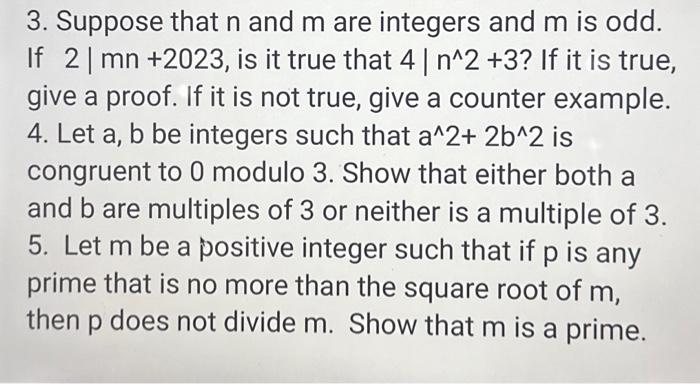 Solved 3. Suppose that n and m are integers and m is odd. If | Chegg.com