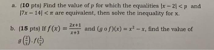 Solved a. (10 pts) Find the value of p for which the | Chegg.com