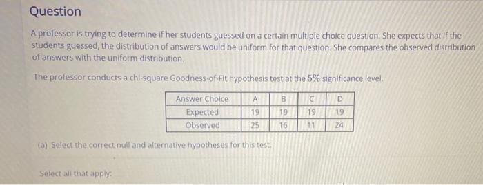 Solved (a) Select the correct null and alternative | Chegg.com