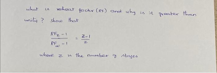 Solved what is recheat facter (RF) and why is it preater | Chegg.com
