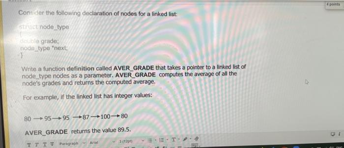 Solved 4 points Consider the following declaration of nodes | Chegg.com