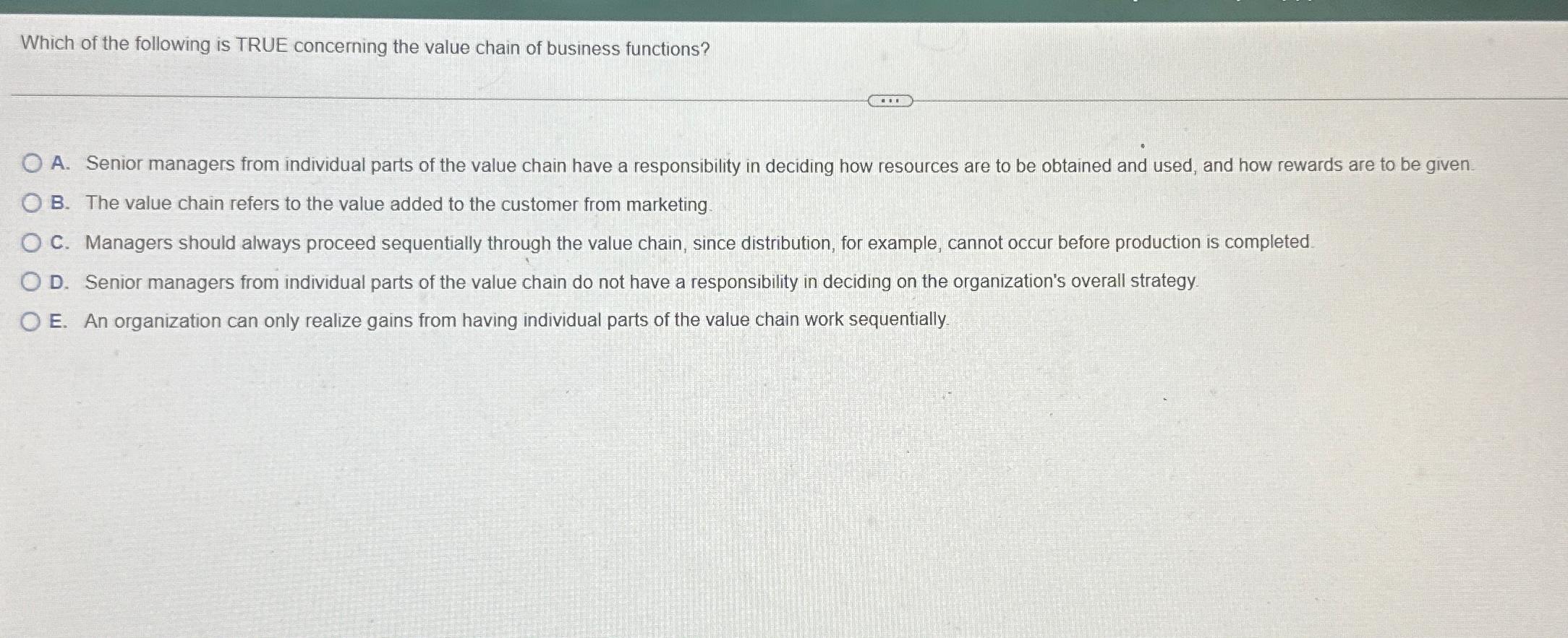 Solved Which of the following is TRUE concerning the value | Chegg.com