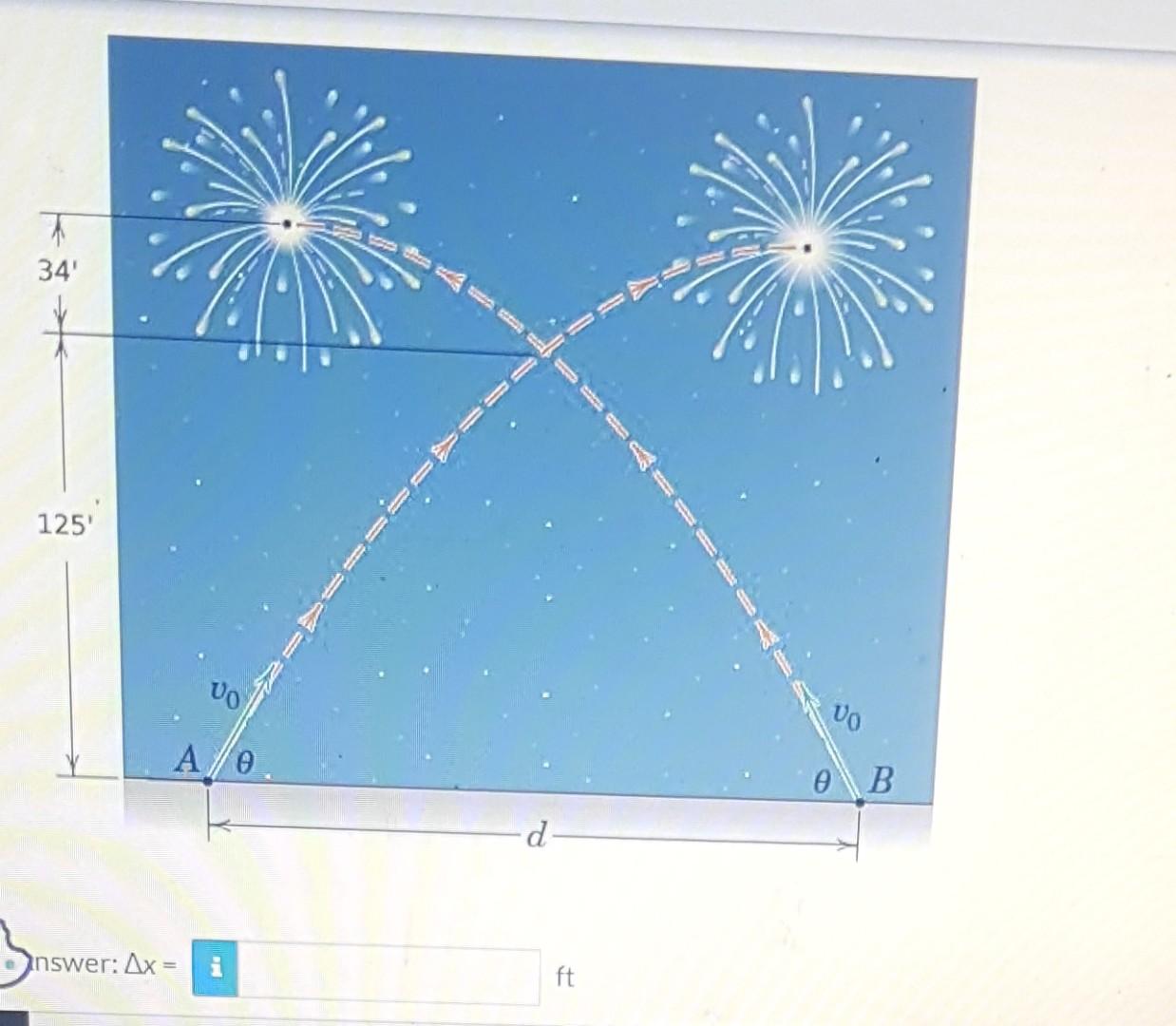 Solved A fireworks show is choreographed to have two shells | Chegg.com
