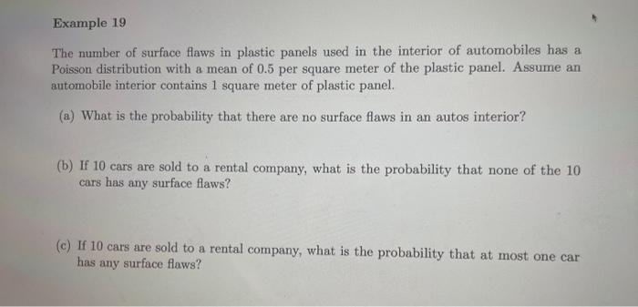 Solved The number of surface flaws in plastic panels used in | Chegg.com