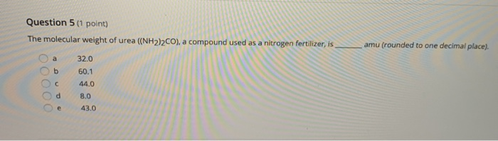 Solved the chemical weight of urea ((nh2)2co) a compound | Chegg.com