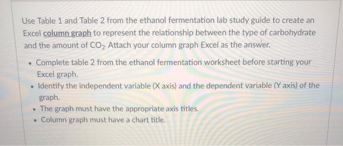 Solved Use Table 1 and Table 2 from the ethanol fermentation | Chegg.com