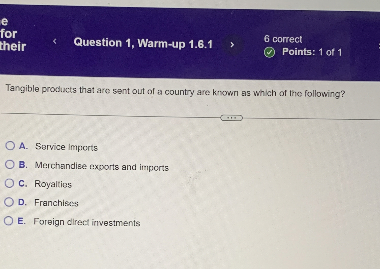 Solved forQuestion 1, ﻿Warm-up 1.6.16 ﻿correctPoints: 1 ﻿of | Chegg.com