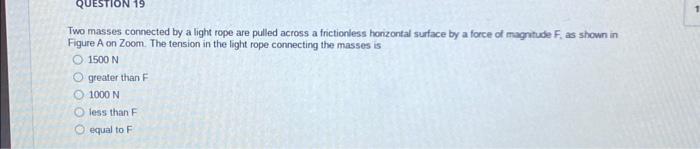 Solved Two masses connected by a light rope are pulled | Chegg.com