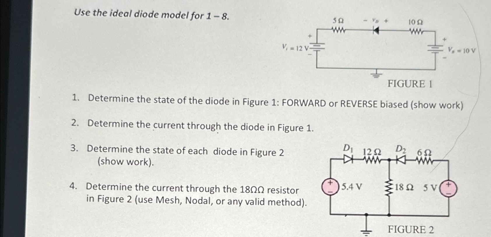 Solved Use the ideal diode model for 1-8.\\nDetermine the | Chegg.com