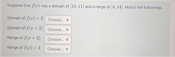 Solved Suppose that f(x) has a domain of [10,11] and a range | Chegg.com