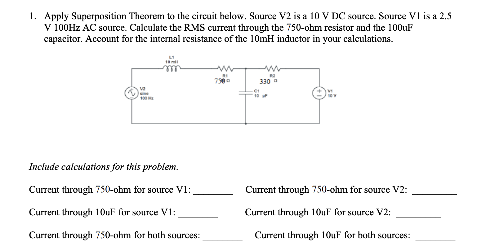 Solved Apply Superposition Theorem to the circuit below. | Chegg.com