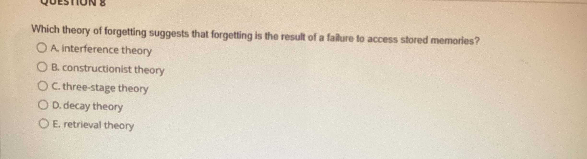 Solved Which theory of forgetting suggests that forgetting | Chegg.com