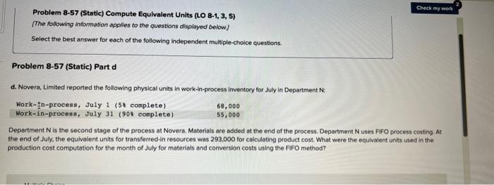 Solved Problem 8 57 Static Compute Equivalent Units Lo