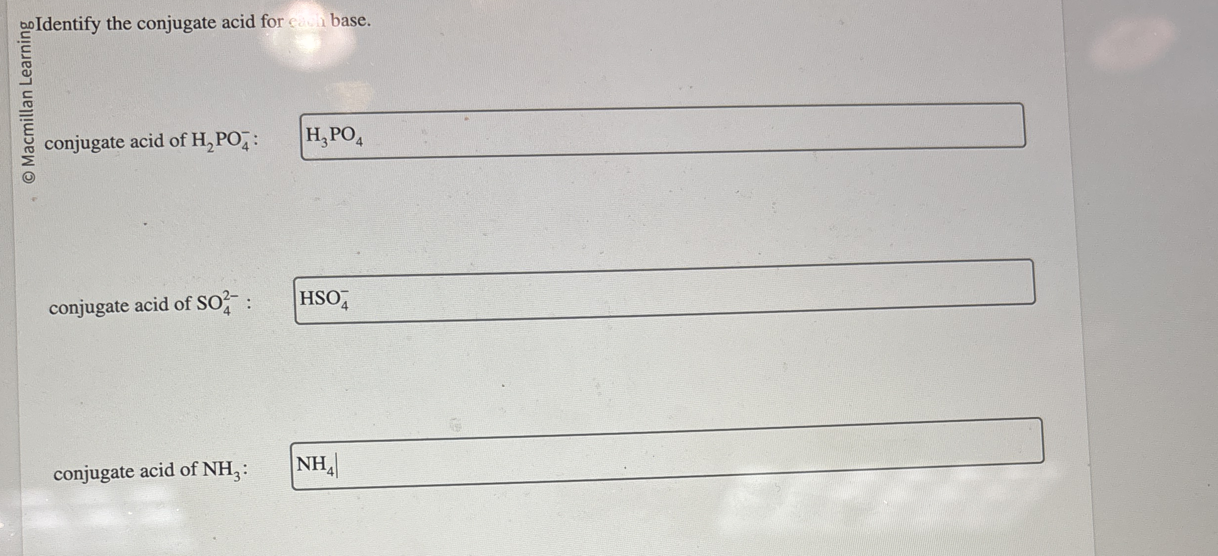 Solved oIdentify the conjugate acid for base.conjugate acid | Chegg.com