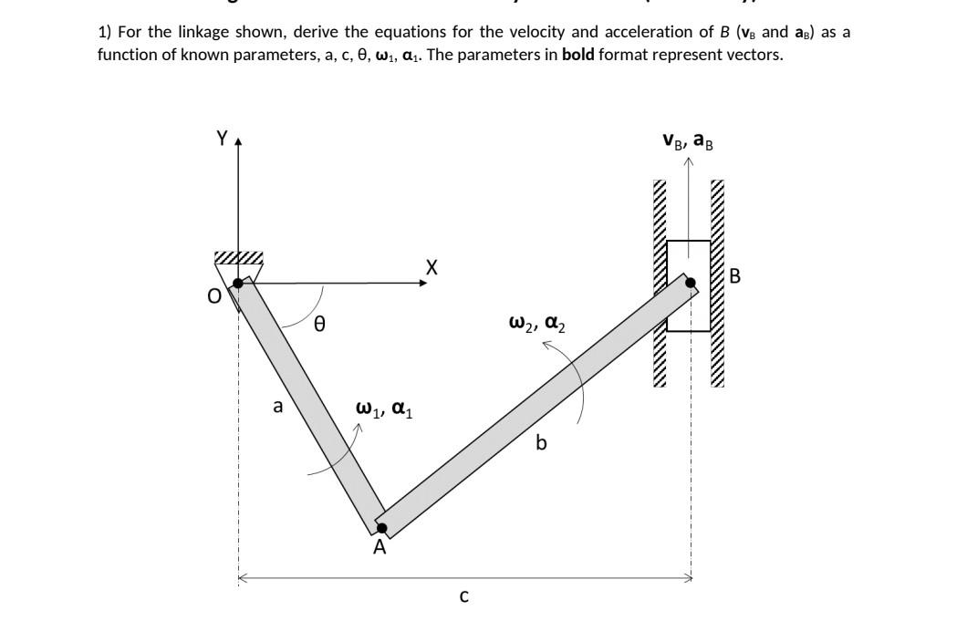Solved 1) For the linkage shown, derive the equations for | Chegg.com