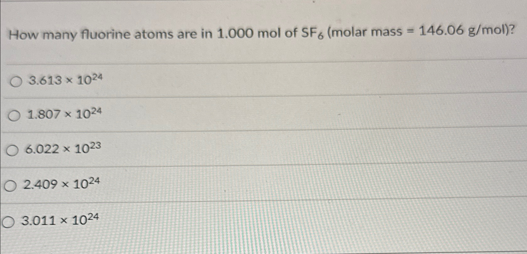 Solved How many fluorine atoms are in 1.000 ﻿mol of molar | Chegg.com