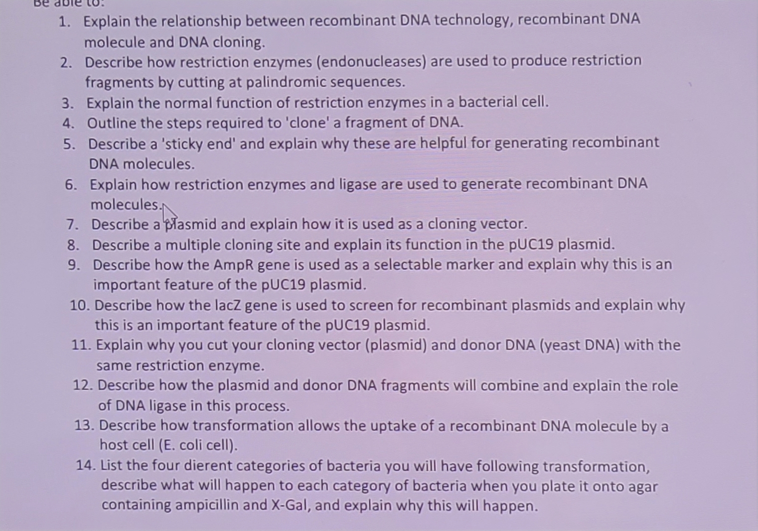 Solved Explain the relationship between recombinant DNA | Chegg.com