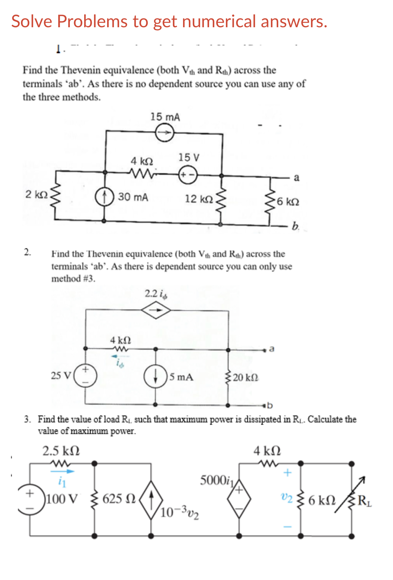 Solved Solve Problems to get numerical answers.Find the | Chegg.com
