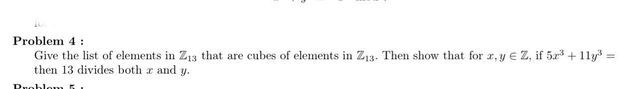 Solved Problem 4:Give the list of elements in Z13 ﻿that are | Chegg.com