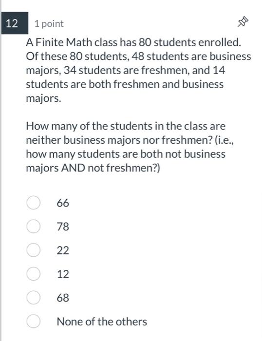 Solved 21 point A Finite Math class has 80 students | Chegg.com
