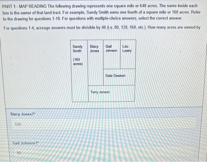 Solved PART 1 - MAP READING The following drawing represents | Chegg.com