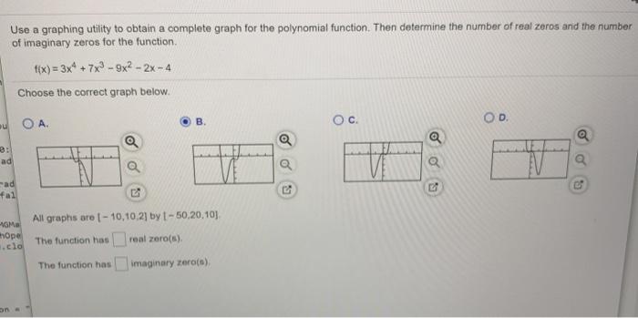 Solved Use a graphing utility to obtain a complete graph for | Chegg.com