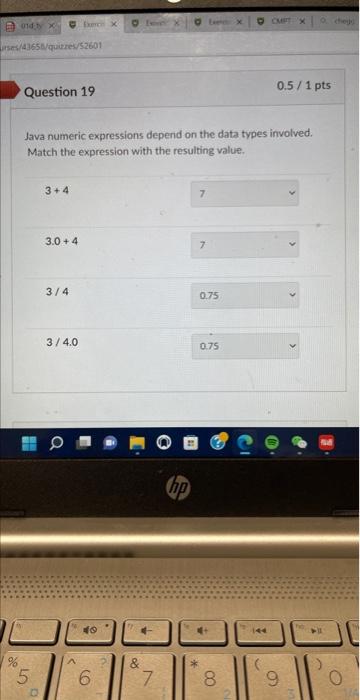 Solved Java numeric expressions depend on the data types | Chegg.com