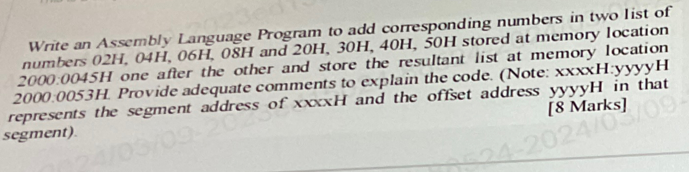 Solved Write an Assembly Language Program to add | Chegg.com