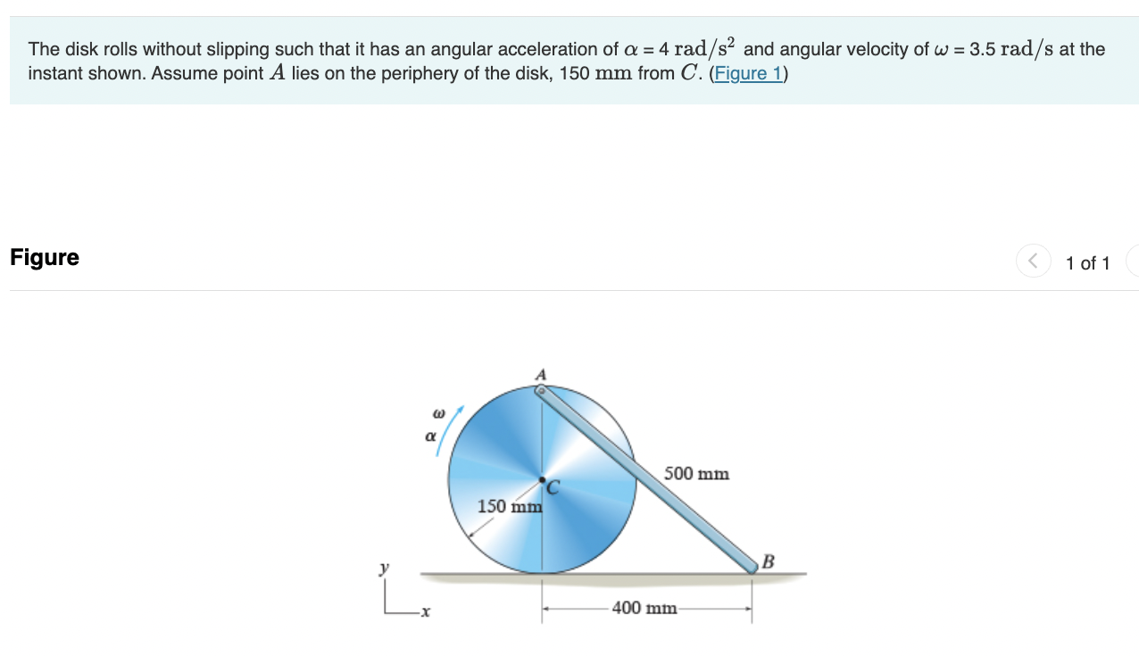 Solved The disk rolls without slipping such that it ﻿has an | Chegg.com
