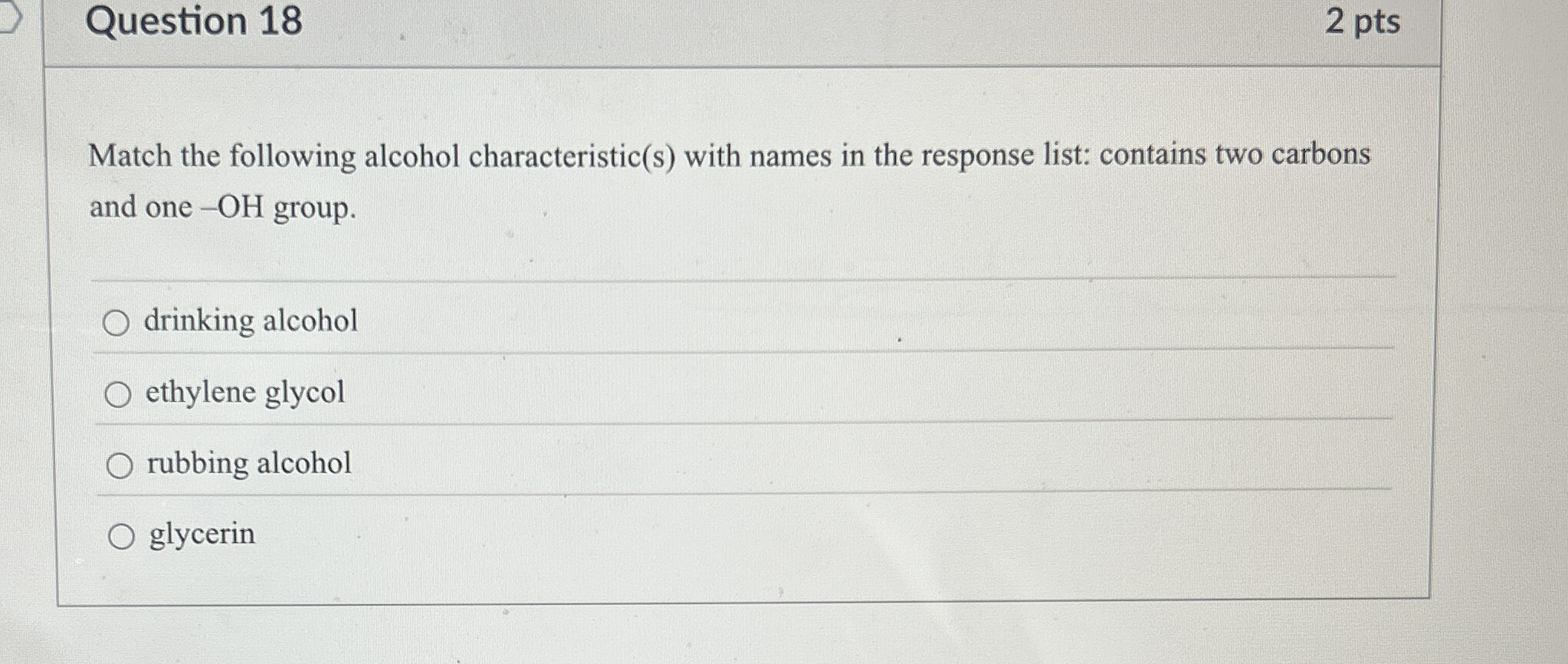 Solved Question 182 ﻿ptsMatch the following alcohol | Chegg.com