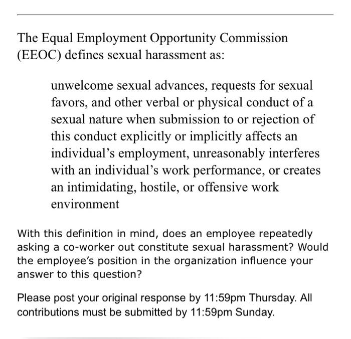 The Equal Employment Opportunity Commission (EEOC) | Chegg.com