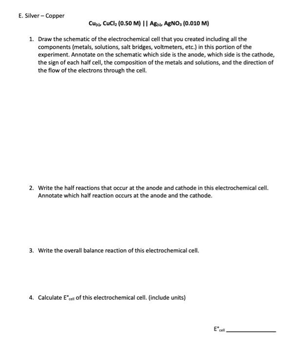 Solved Cell Potentials Under Non-Standard ConditionsSilver - | Chegg.com