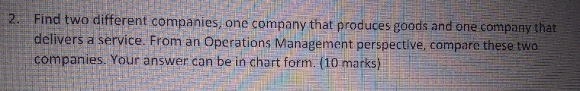 Find two different companies, one company that | Chegg.com
