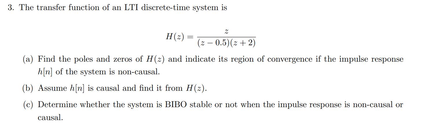 Solved The Transfer Function Of An Lti Discrete Time System