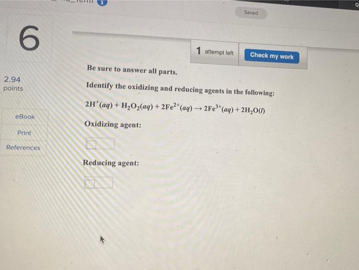 Solved Saved 6 1 attempt left Check my work Be sure to | Chegg.com