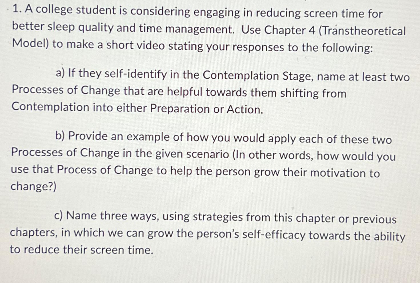 Solved A college student is considering engaging in reducing | Chegg.com
