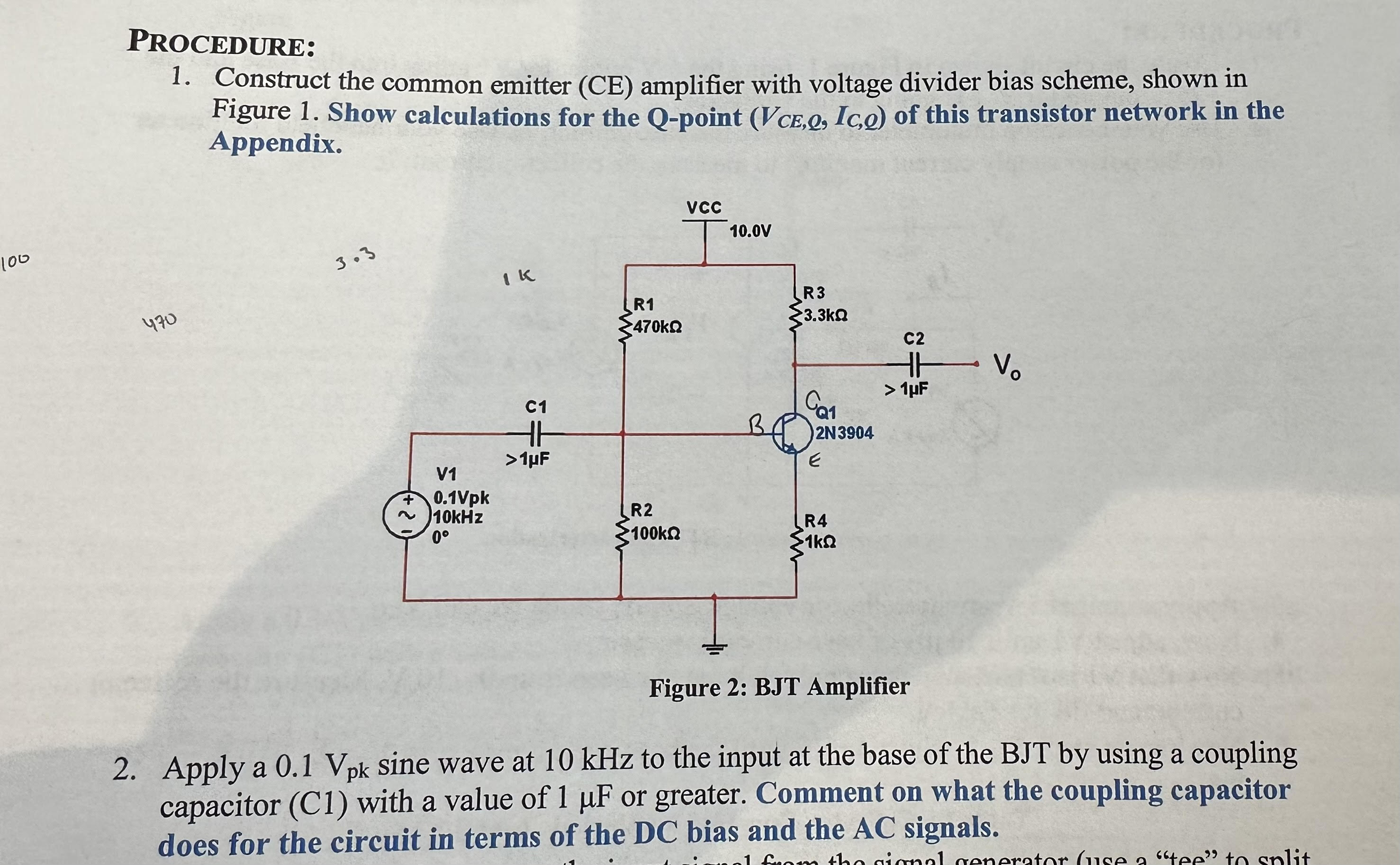 Solved PRocedURE:Construct the common emitter (CE) | Chegg.com