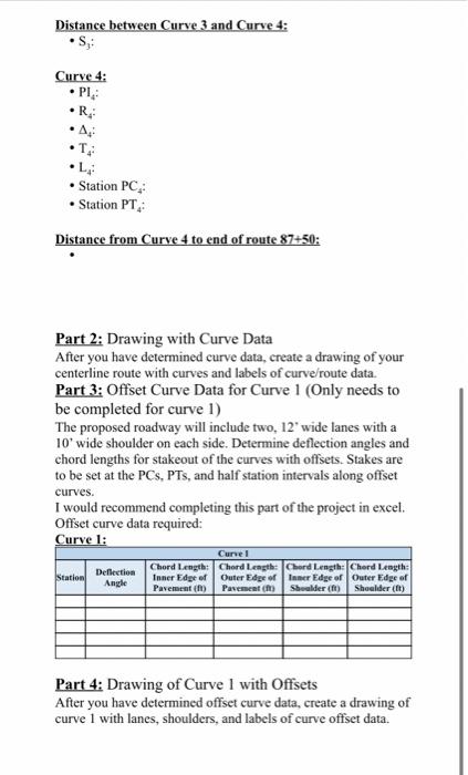Solved ETCE 1211 Horizontal Curves with Offsets Project | Chegg.com