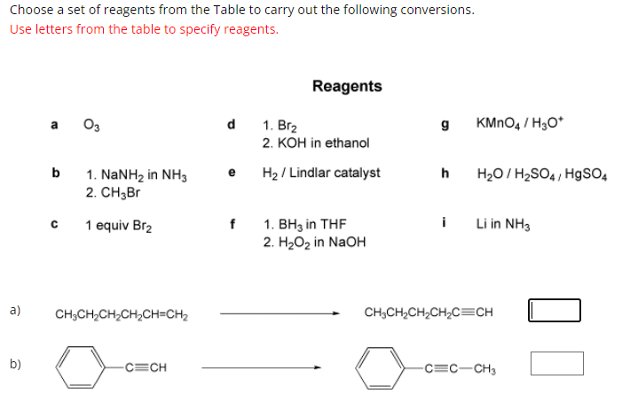 Solved Choose a set of reagents from the Table to carry out | Chegg.com