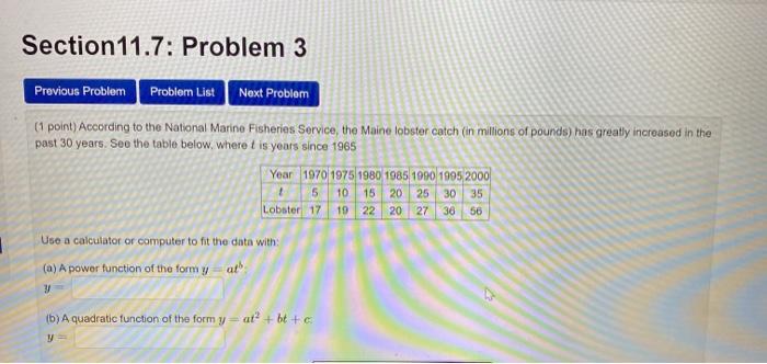 Solved Section 11.7: Problem 3 Previous Problem Probler List | Chegg.com