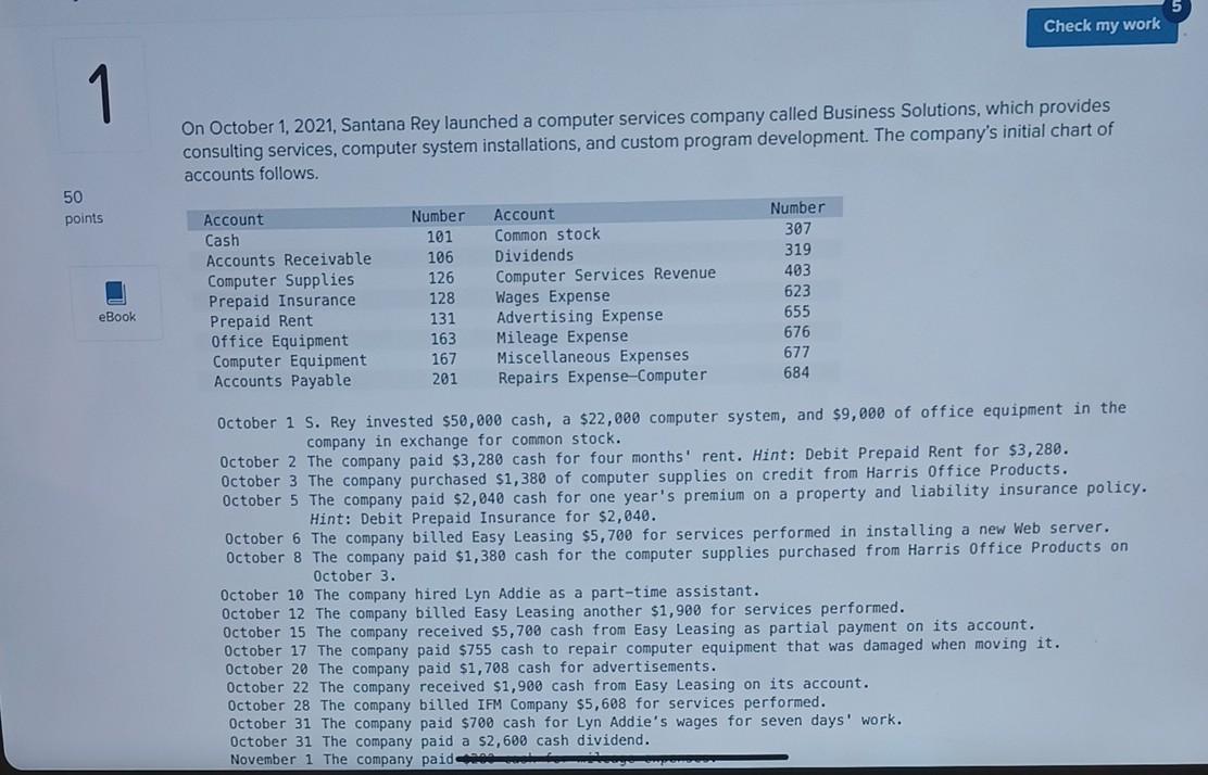Solved On October 1, 2021, Santana Rey launched a computer | Chegg.com