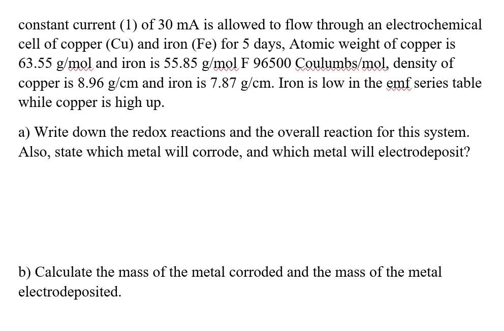 Solved constant current (1) of 30 mA is allowed to flow | Chegg.com