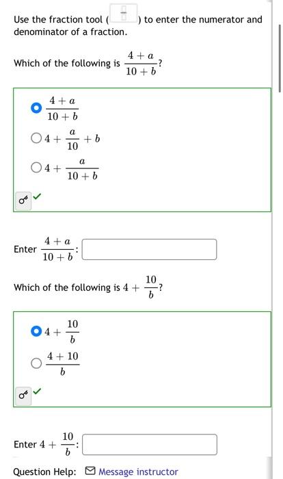 Solved Use the fraction tool__ i to enter the numerator and | Chegg.com